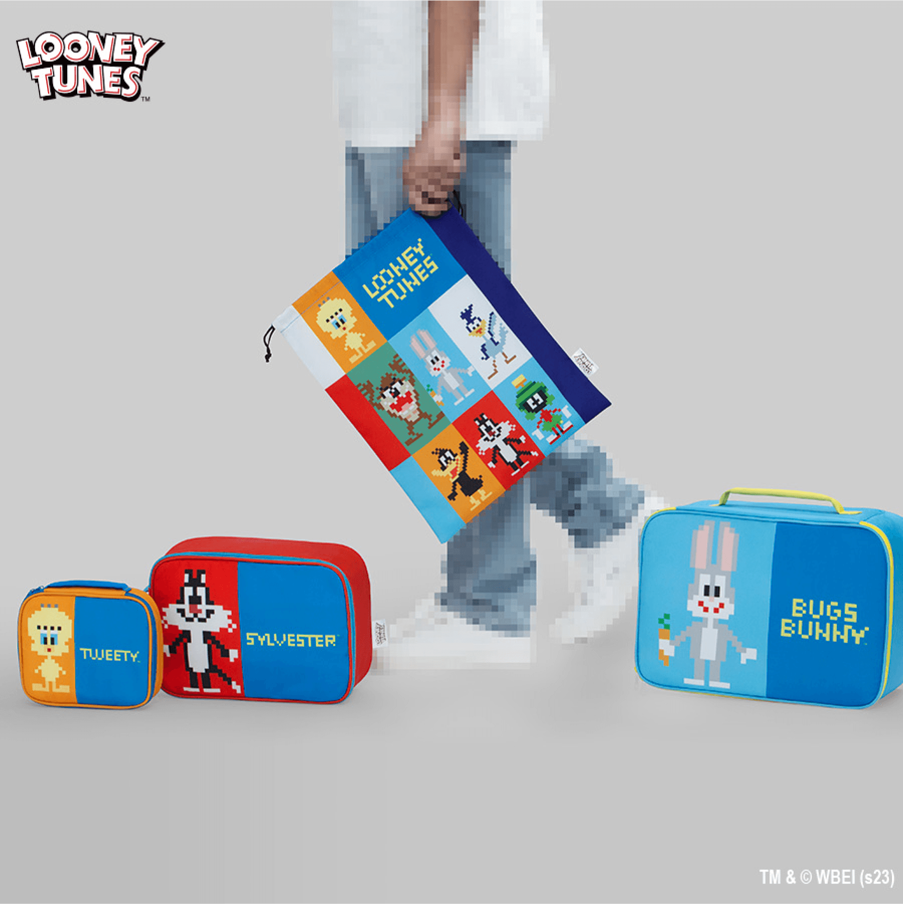 Looney Tunes Taiwan Poya Limited Pixel Art Style Travel Storage Bag Se
